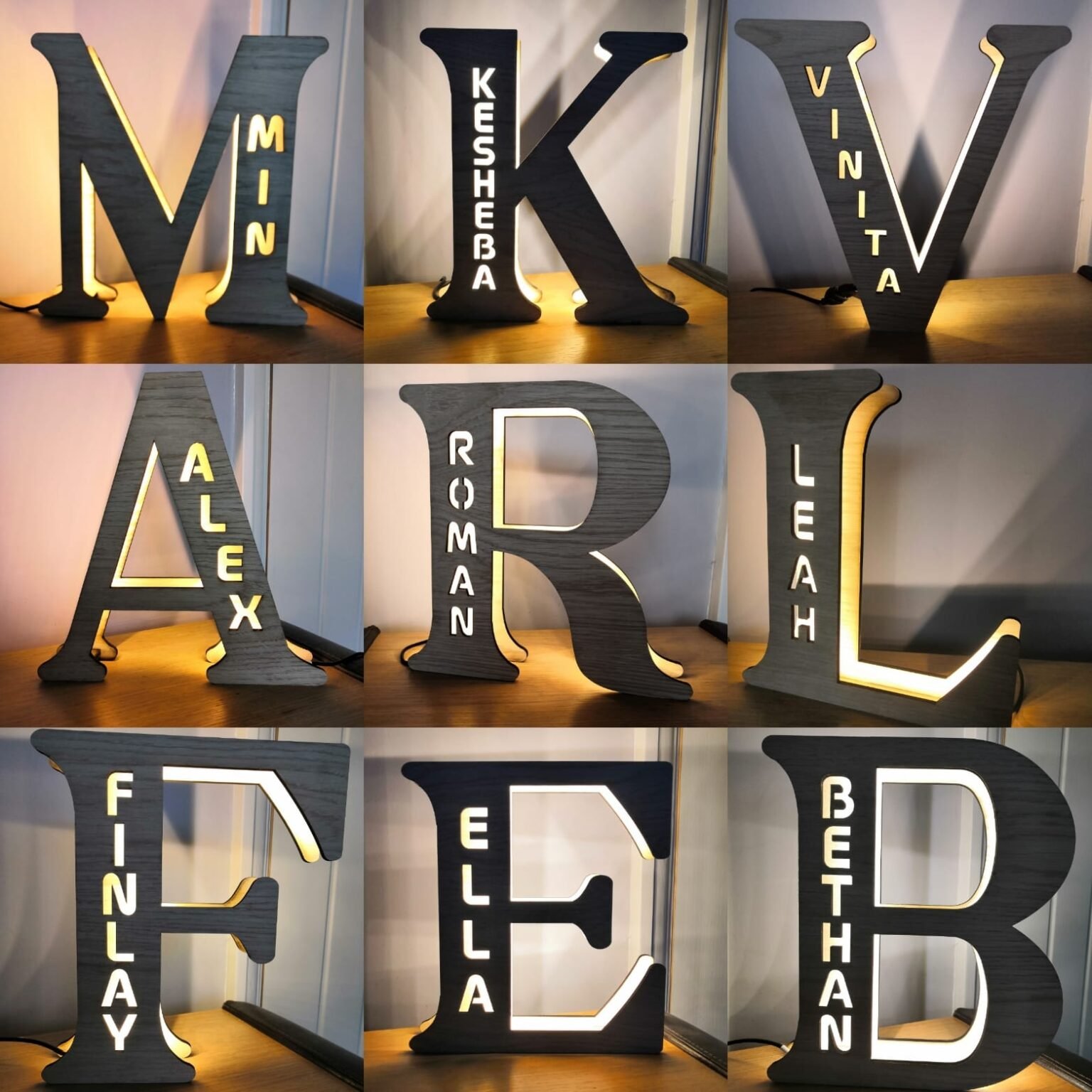 Personalised LED Night Light/Letter Lamps – Free Standing or Hangable ...